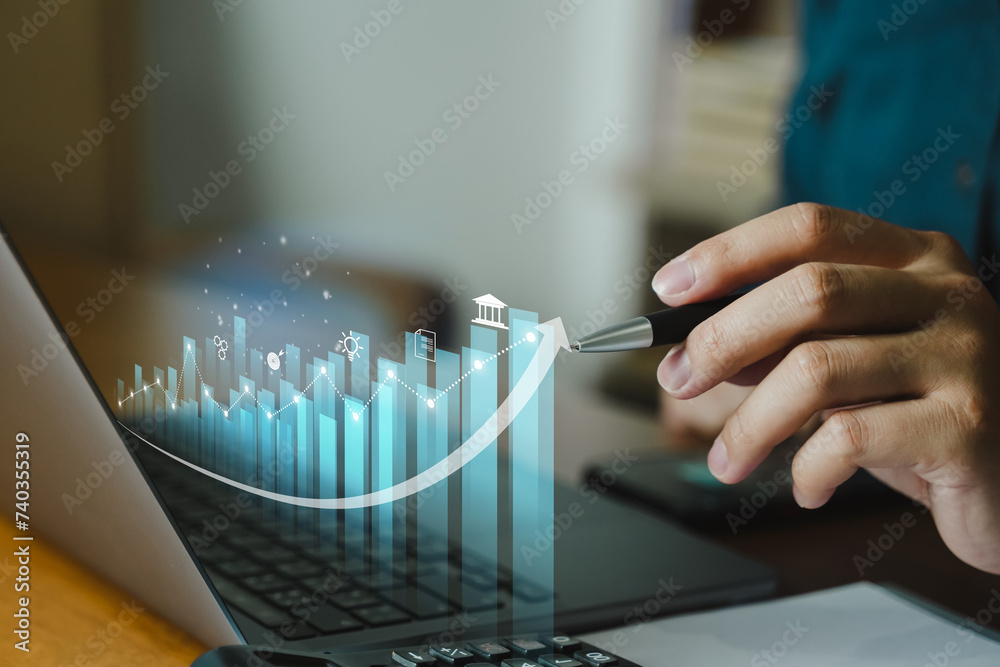 Growing chart of the year, Business growing graph and business ...