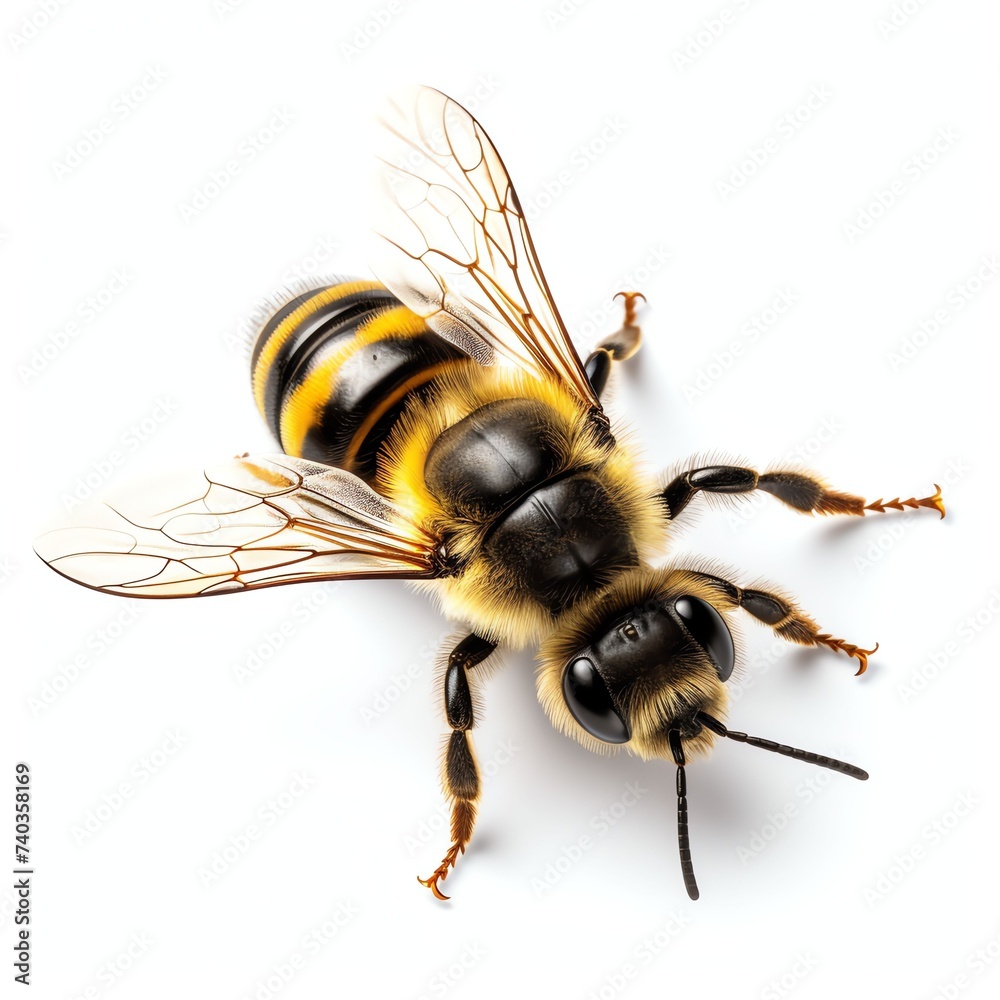 cute bee top view, isolated, white background Stock Illustration ...