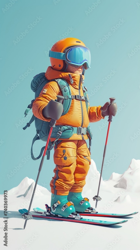 Cartoon digital avatar of Alpine Ace Dressed in traditional alpine ...