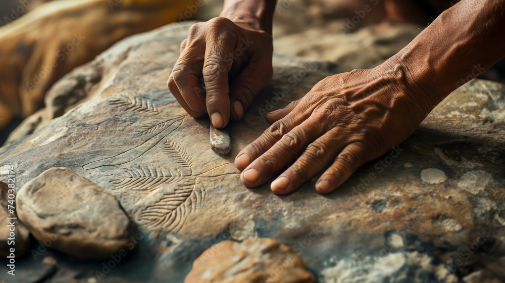 Engraving Prehistoric Symbols - Rock art - caveman - Evolution - Theory ...