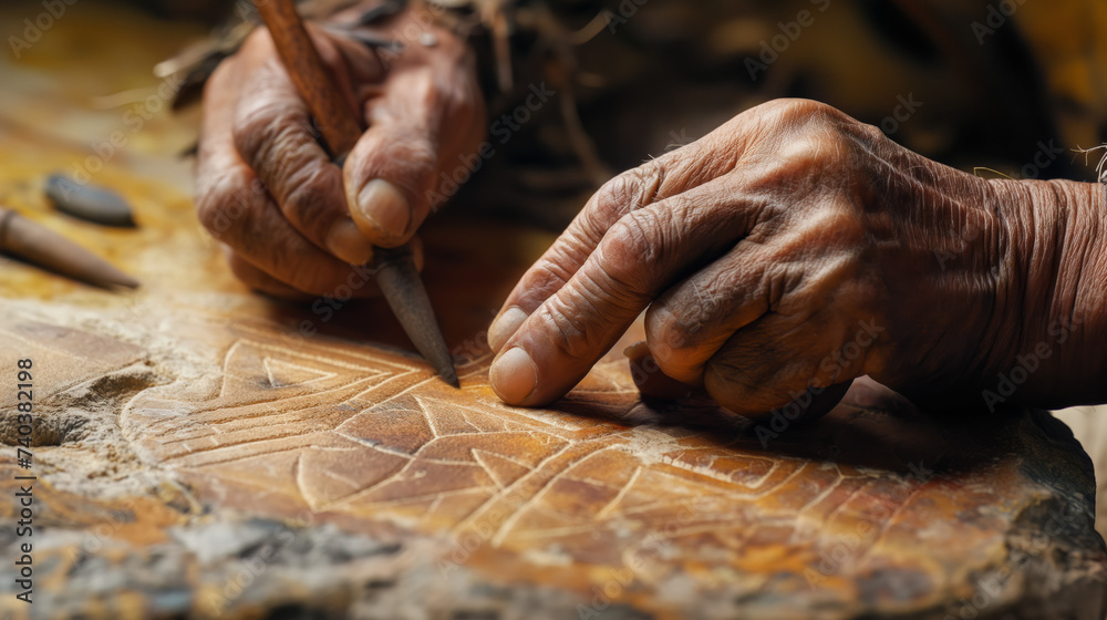 Engraving Prehistoric Symbols - Rock art - caveman - Evolution - Theory ...