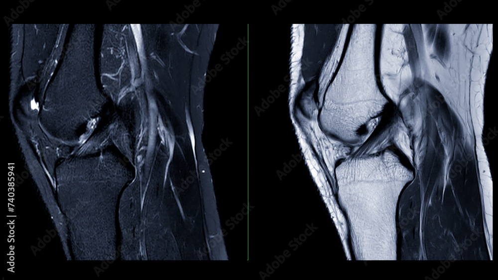 Magnetic resonance imaging or MRI of knee joint. This diagnostic ...