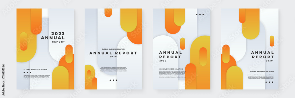 Yellow orange and white vector abstract corporate annual report ...