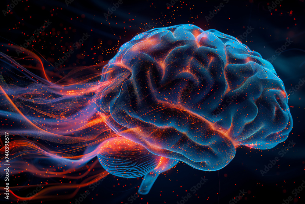 Human brain dissected revealing intricate neural networks glowing with ...