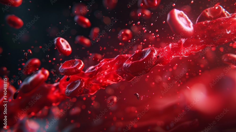 Dynamic blood flow and heart operation, realistic 3D animation style ...