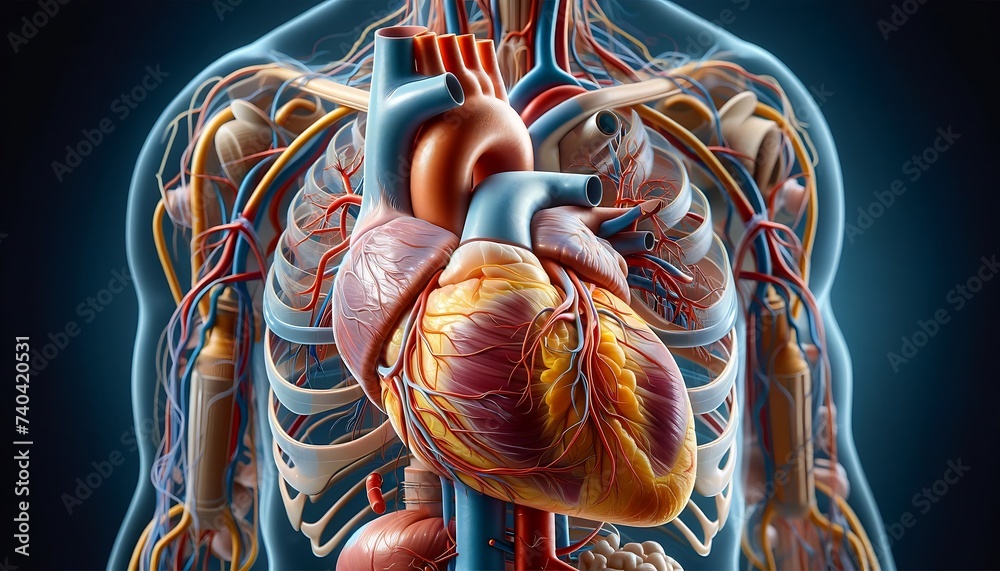 human cardiovascular system, 3d human heart system visualization ...