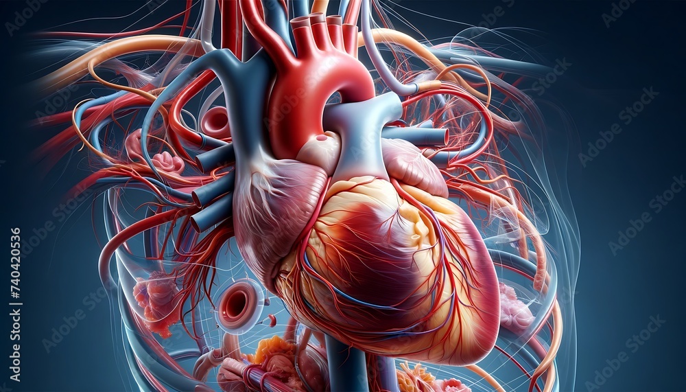 human cardiovascular system, 3d human heart system visualization ...