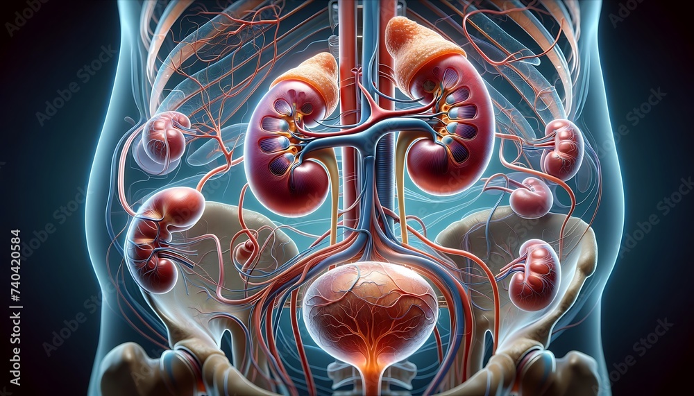 Human Urinary system anatomy, 3d visualization kidney system for ...