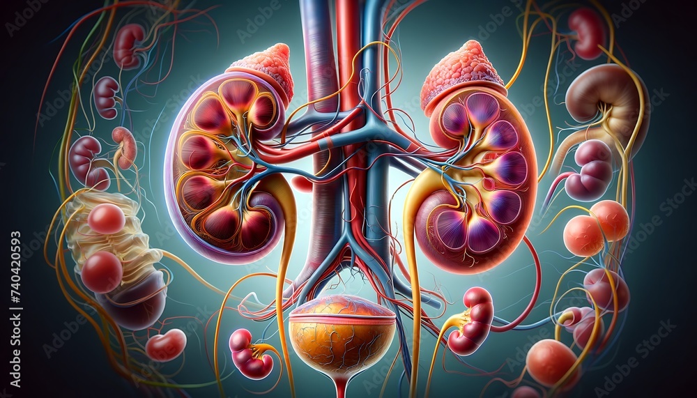 Human Urinary system anatomy, 3d visualization kidney system for ...