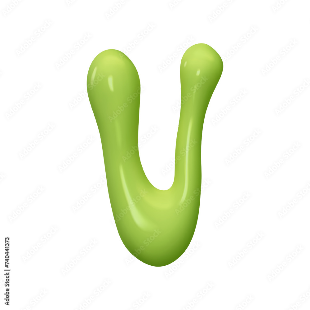 letter V. letter sign green color. Realistic 3d design in cartoon ...