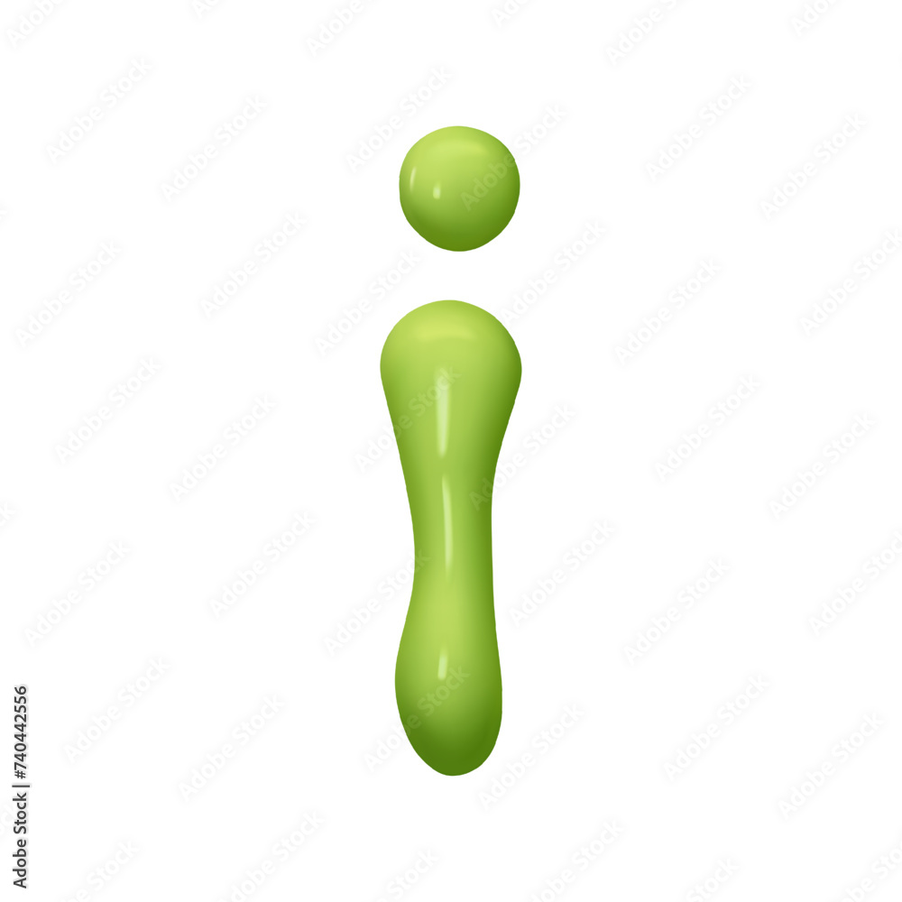 letter I. letter i sign green color. Realistic 3d design in cartoon ...