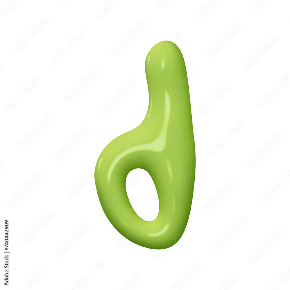 letter D. letter d sign green color. Realistic 3d design in cartoon ...