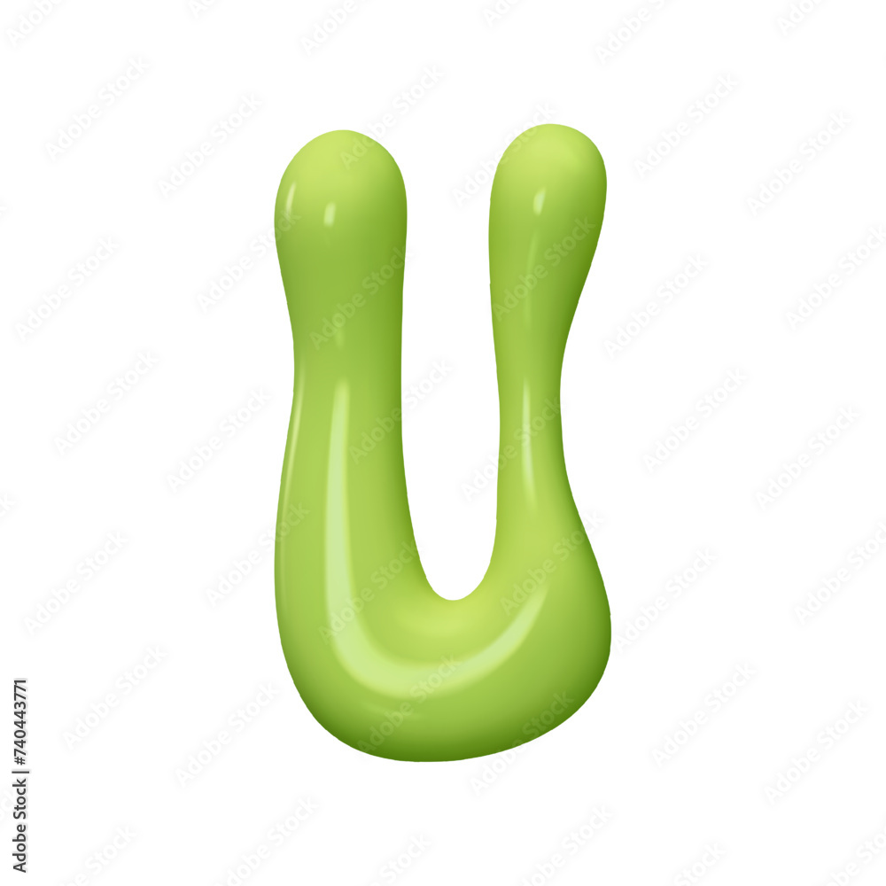letter U. letter sign green color. Realistic 3d design in cartoon ...
