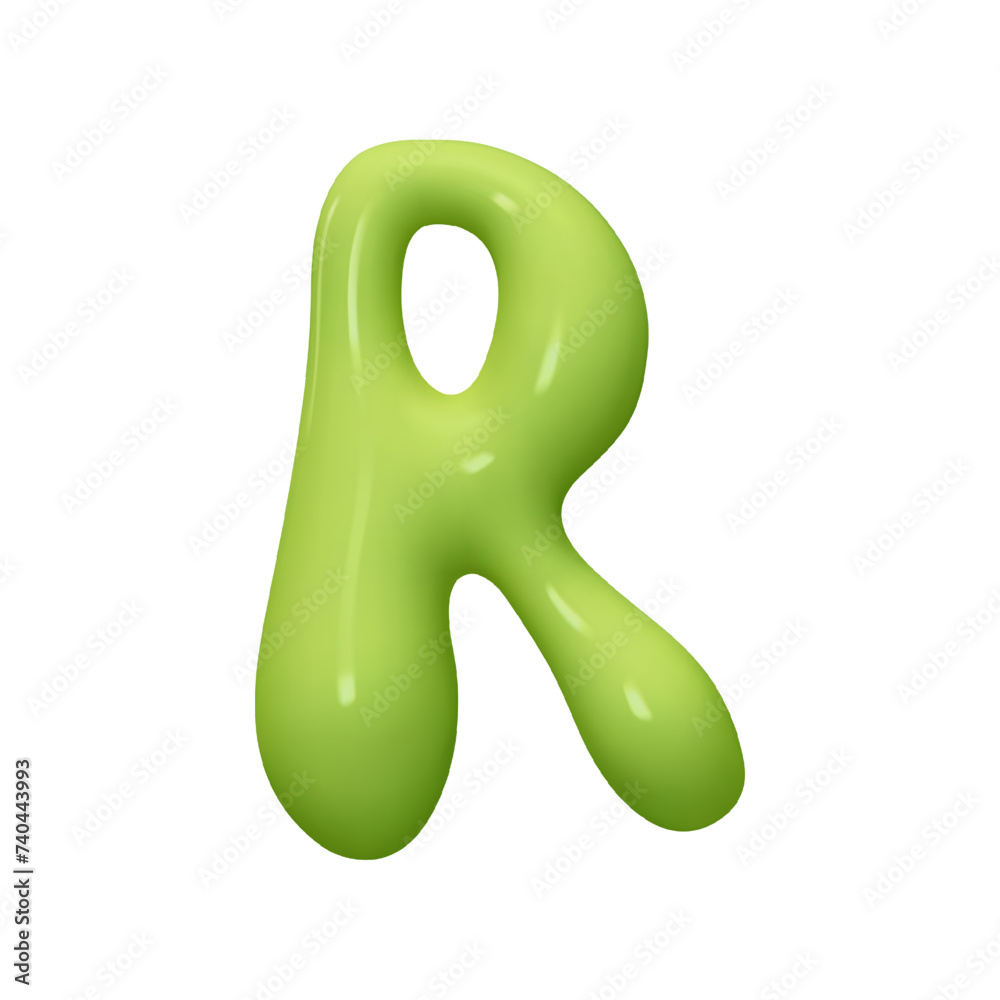 letter R. letter sign green color. Realistic 3d design in cartoon ...