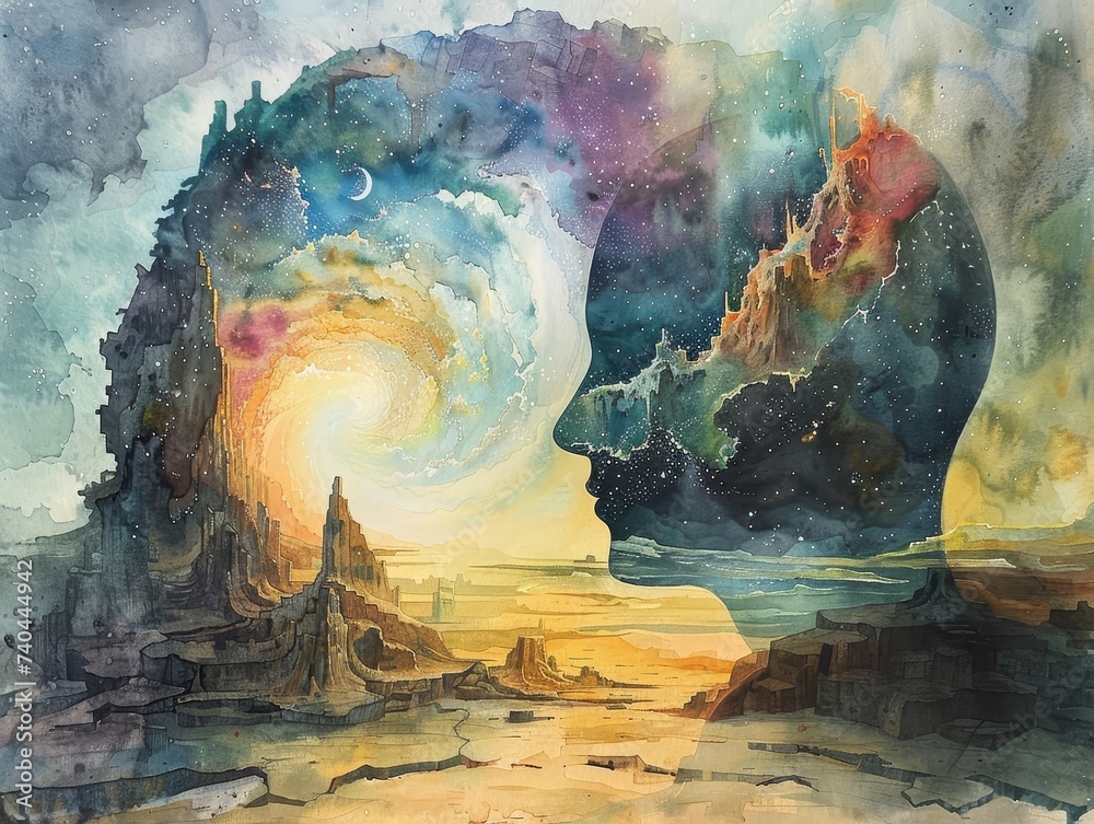 Rebirth of civilization in watercolor a new world order rises with ...