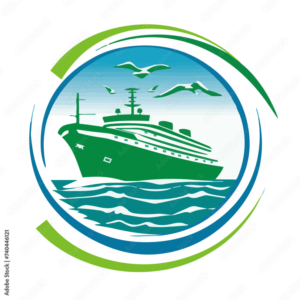 Vetor de Green shipping in the sea, future city, green finance ...