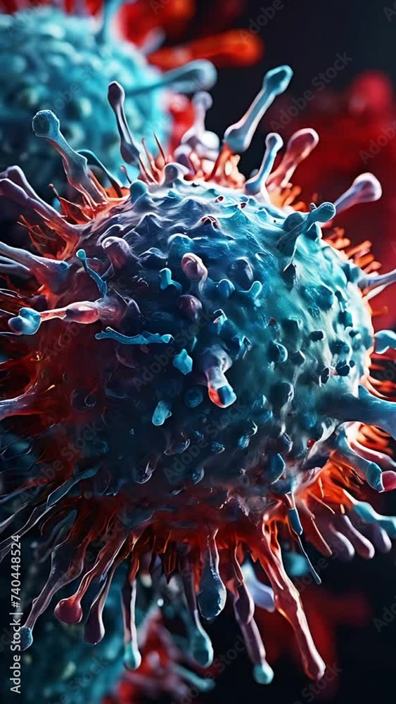 Virus attack, Cancer cell metastasis disease anatomy, 3d visualization ...