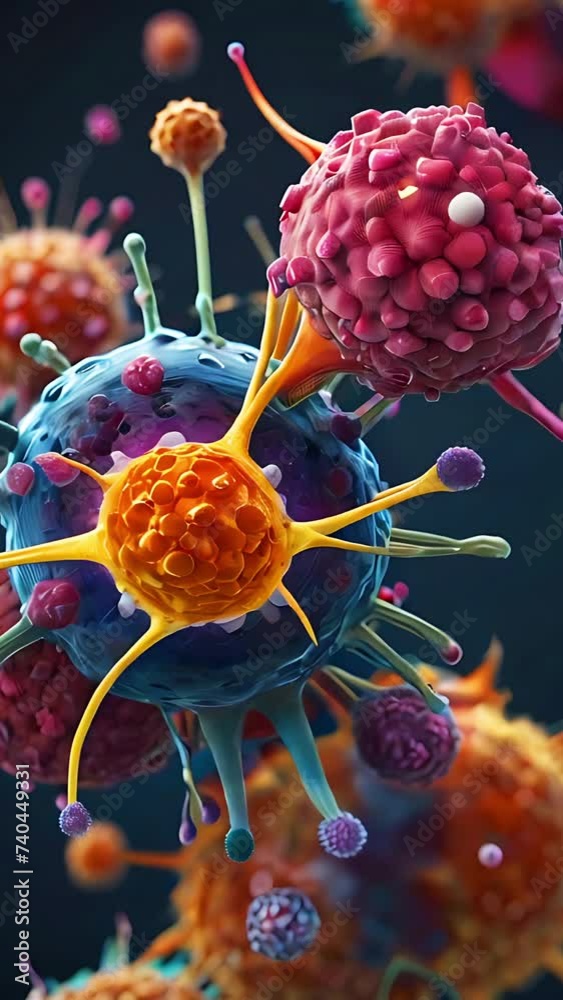 Virus attack, Cancer cell metastasis disease anatomy, 3d visualization ...