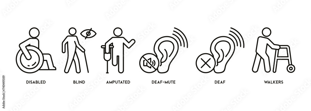 Vetor de Disability banner web icon vector illustration concept with ...