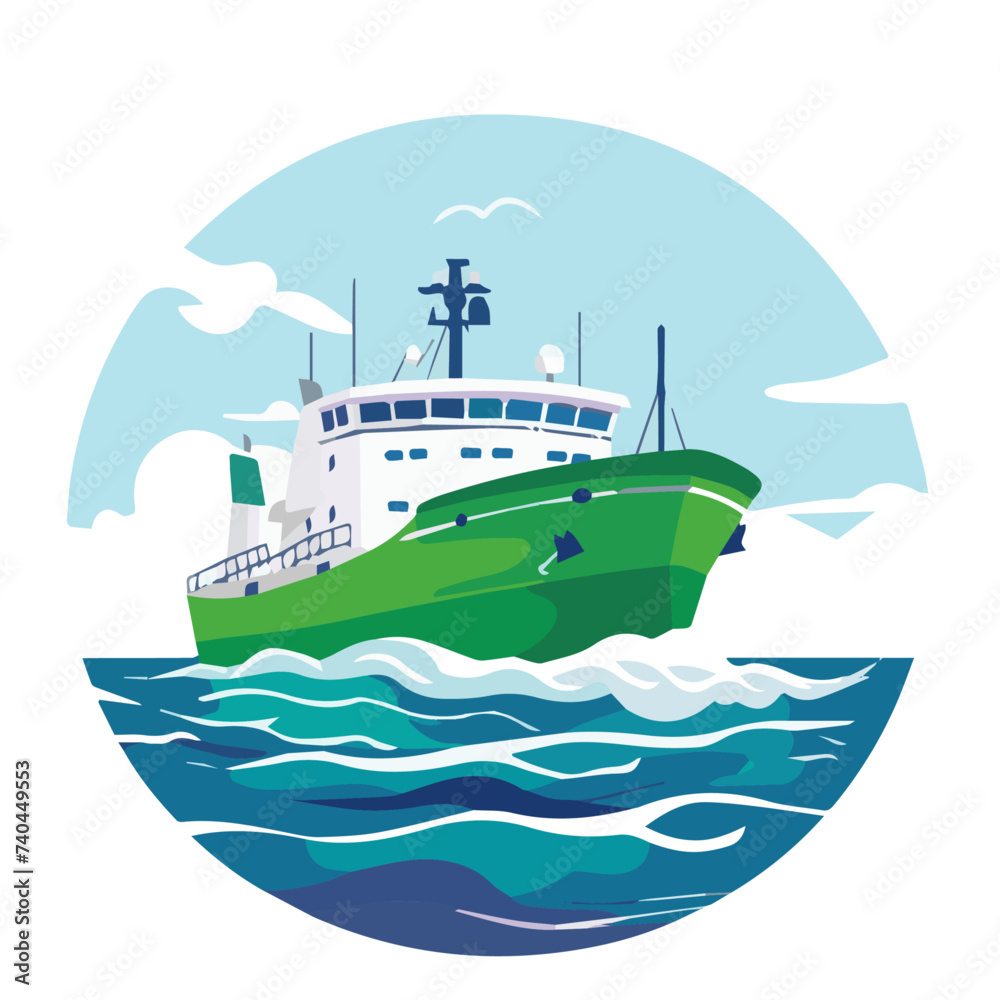 Green shipping in the sea, future city, green finance container cargo ...