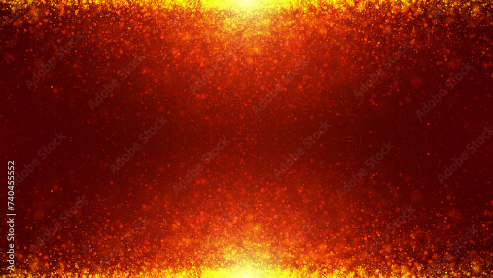 Luxury mirror gold particles, floating on orange and red gradient ...