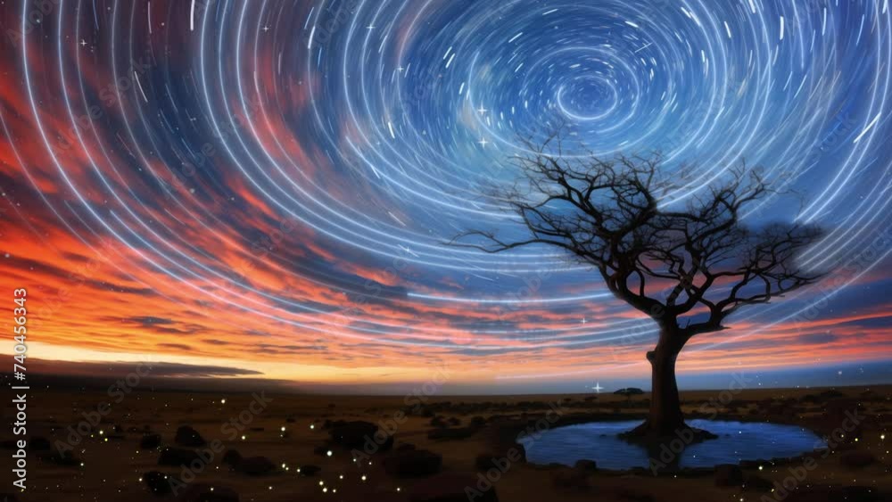 cosmic sky with tree silhouette. awe-inspiring astrophotography image ...