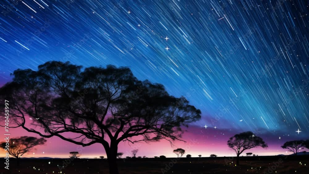 tree silhouette with beautiful sky scene. mesmerizing astrophotography ...