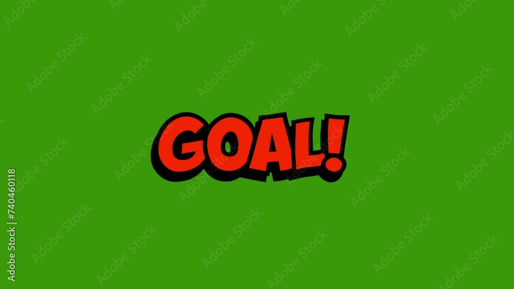 goal comic font animation. green screen. red text. 4K motion animation ...