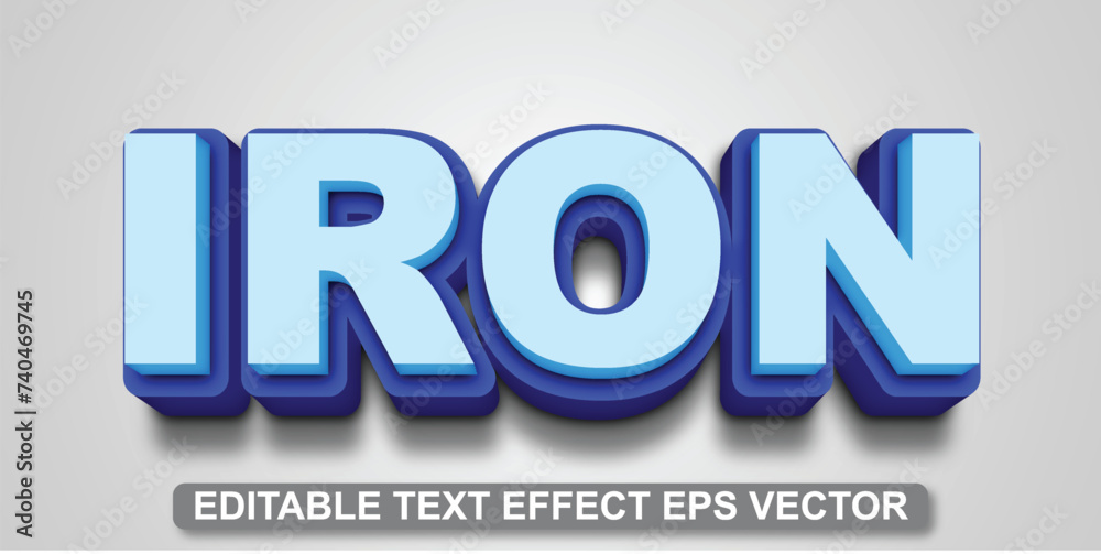 Iron blue color editable 3d text effect eps vector Stock Vector | Adobe ...