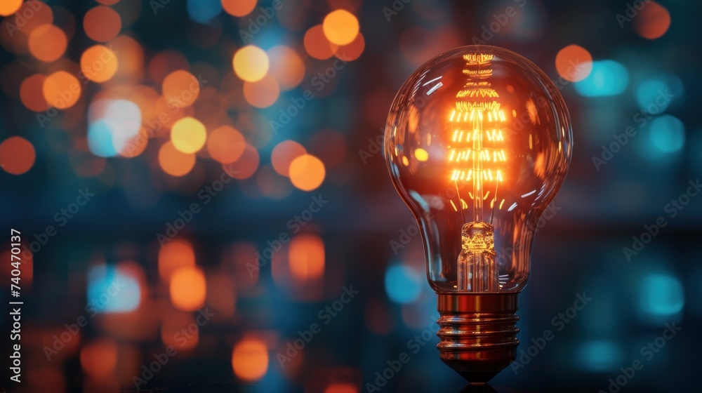 Idea innovation and inspiration concept. Illuminated light bulb ...