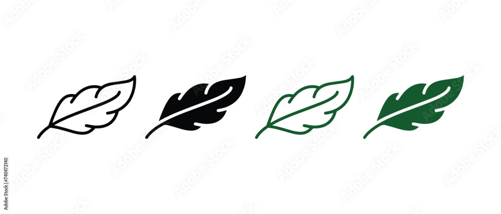 Feather Line and Silhouette Icon Set. Fluffy Bird Quill Pictogram ...