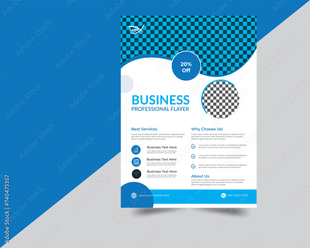 Minimalist Business flayer design corporate flayer template with blue ...