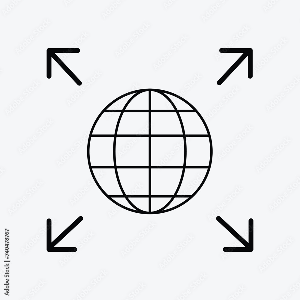 world web icon and four arrow maximize icon www earth globe expand ...
