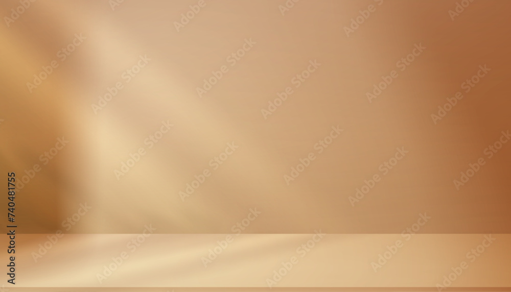 Beige Studio Background,Podium Display with Shadow Leaves on Table Top ...
