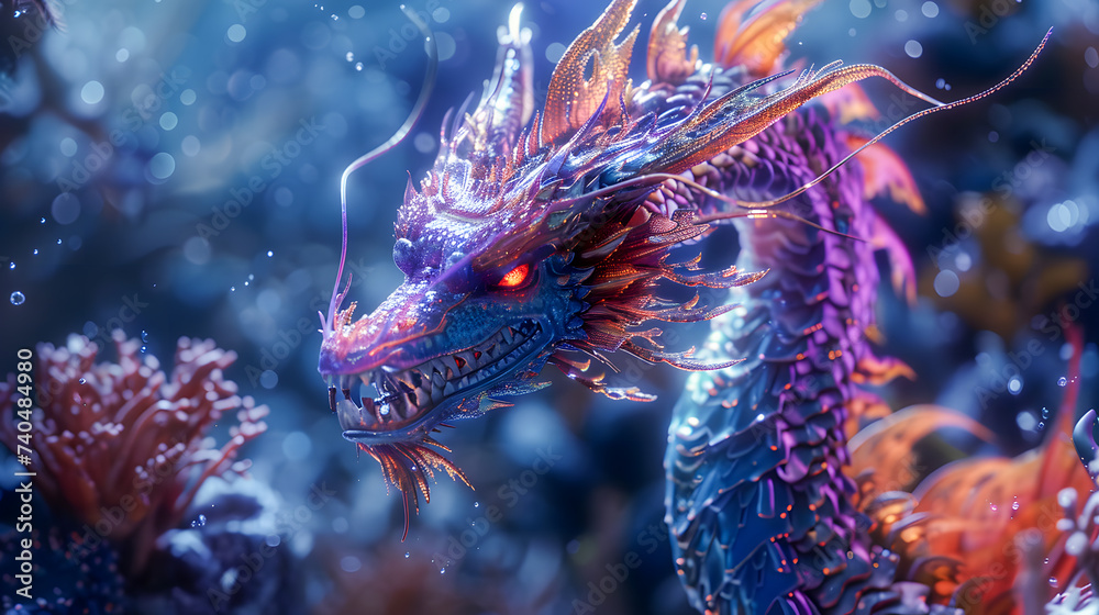 Deep Sea Dragon Mythical Creature of the Abyss. Stock Illustration ...