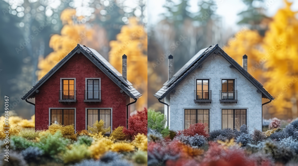 An infographic comparing two homes side by side: a traditional house ...