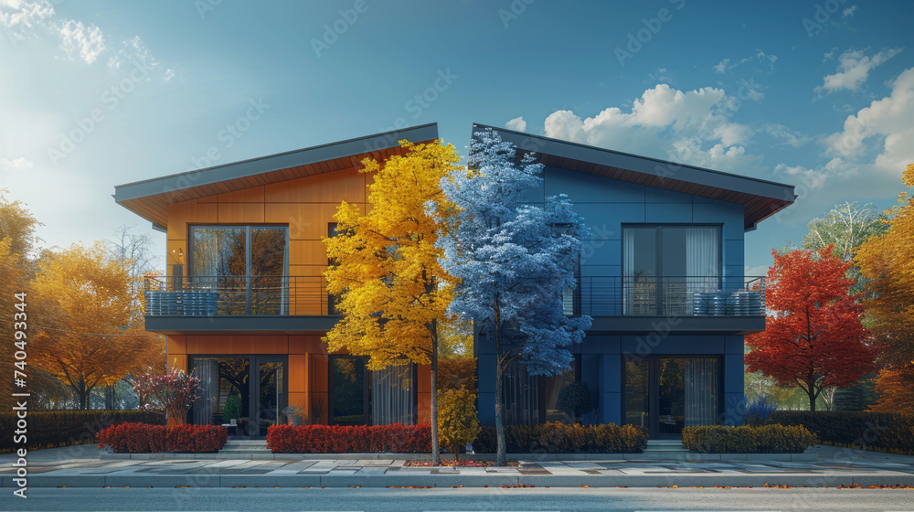 An infographic comparing two homes side by side: a traditional house ...