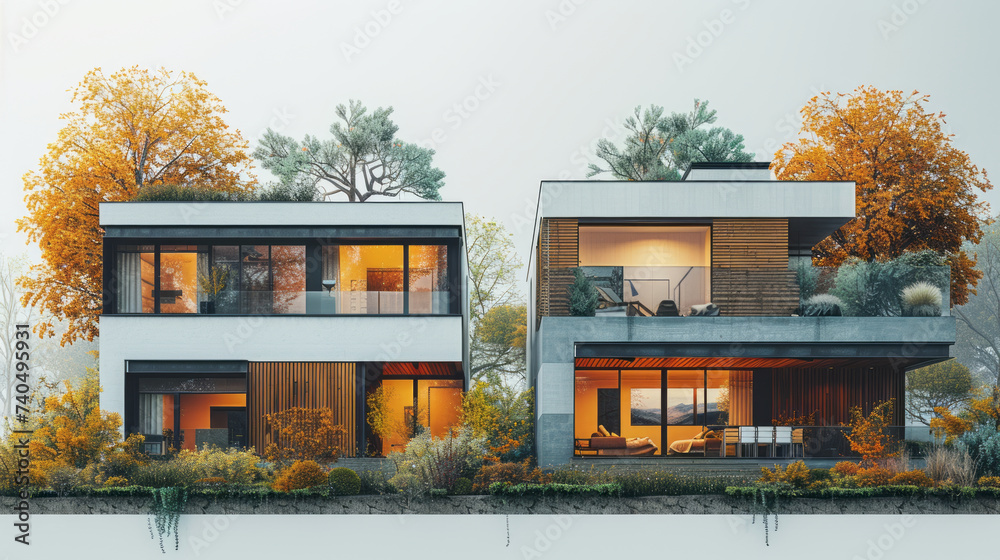 An infographic comparing two homes side by side: a traditional house ...