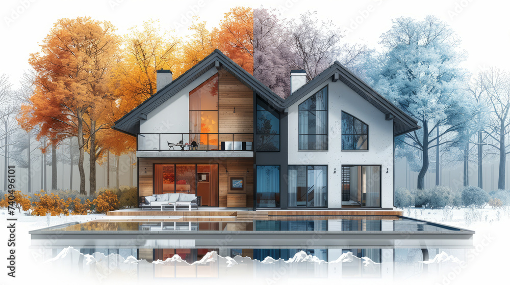 An infographic comparing two homes side by side: a traditional house ...