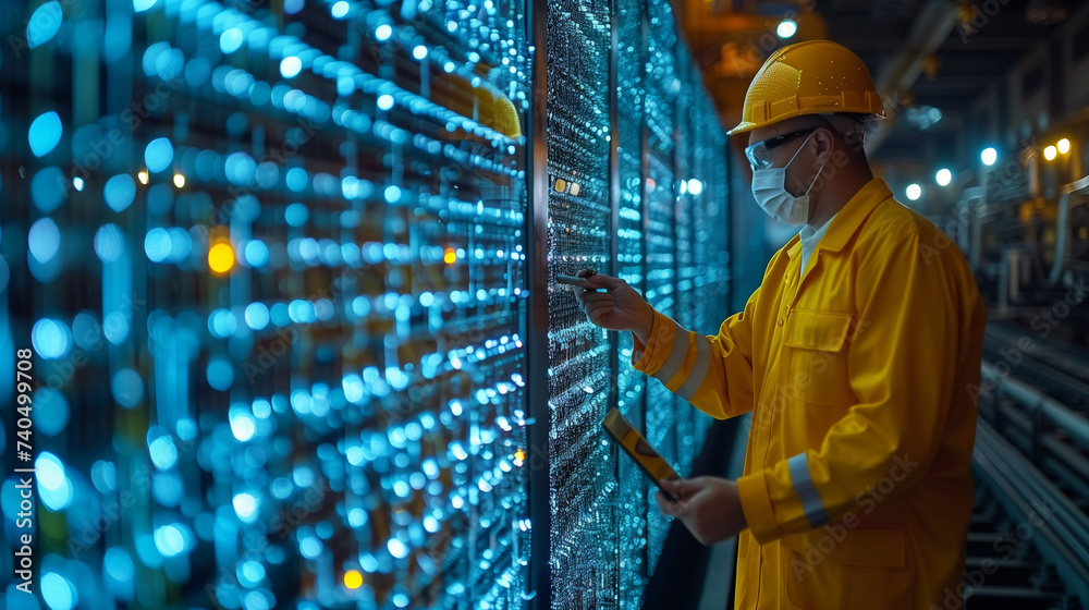 Factory Digitalization: Industrial Engineers Use a Tablet Computer to ...