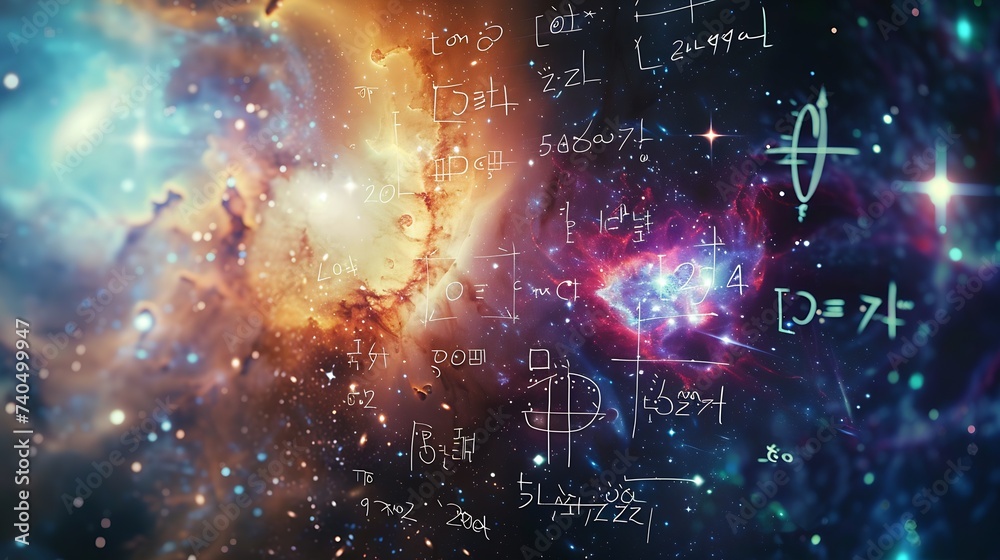 Mathematical and physical formulas against the background of a galaxy ...