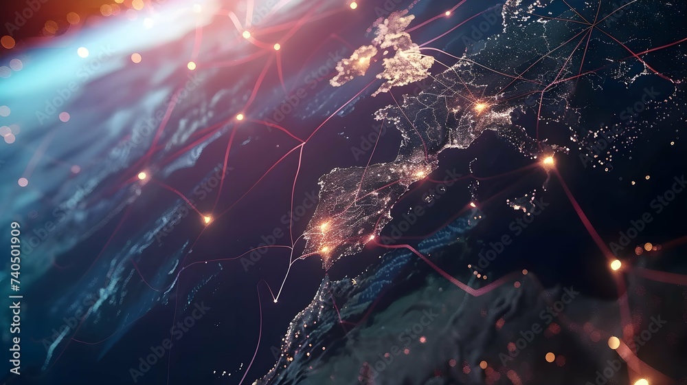 A global Network connection map of planet earth from Space, Planet ...