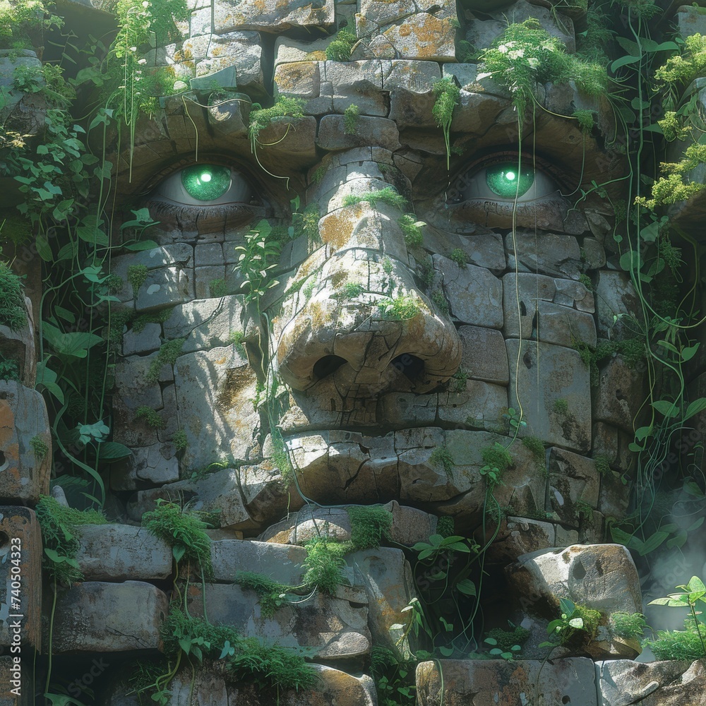 Peridot eyes of a stone sentinel guarding the entrance to an enchanted ...