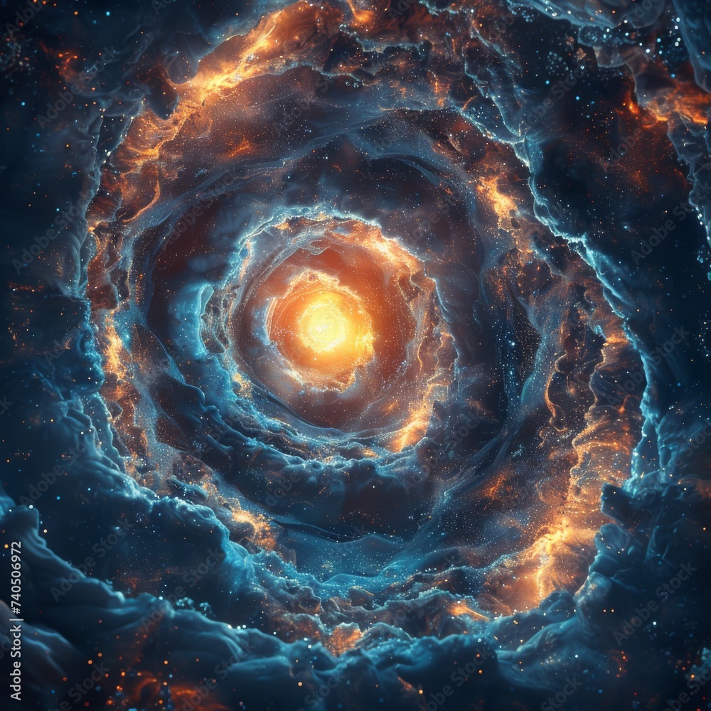 Oxygen molecules swirling in a vortex that leads to an ethereal realm ...