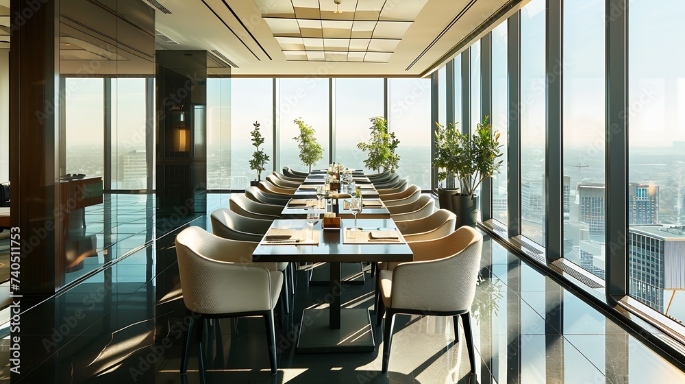 Interior photography of a stylish corporate breakout area with long ...