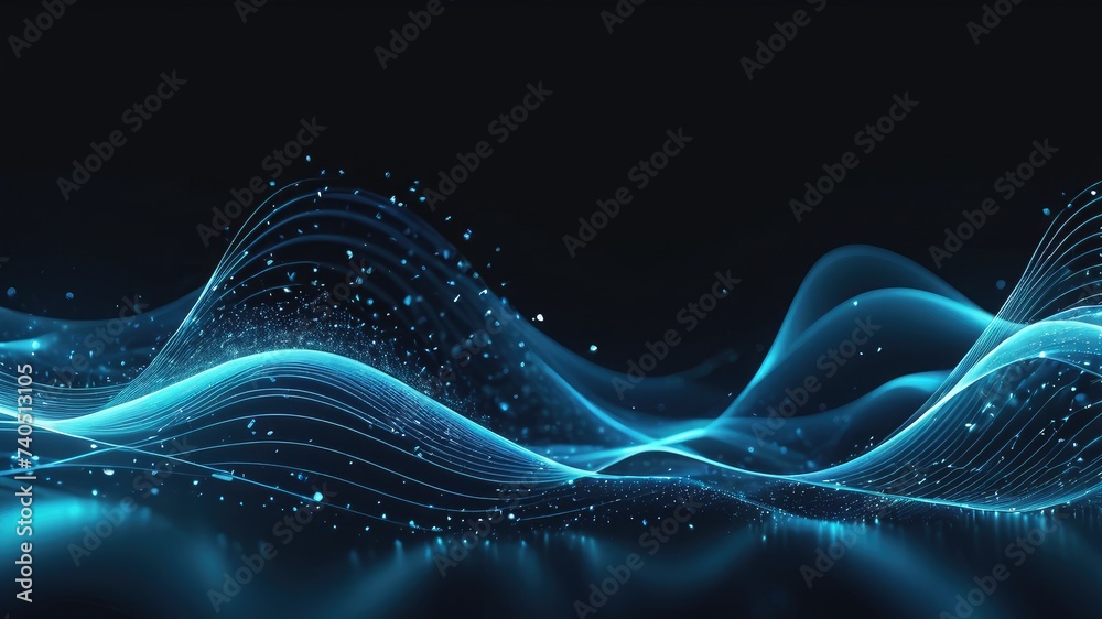 ภาพประกอบสต็อก Abstract blue background, Blue wallpaper, blue wavy ...