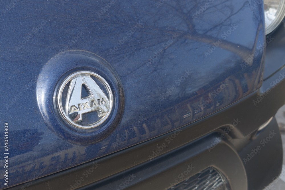 aixam micro car brand text car and sign logo of french car without ...