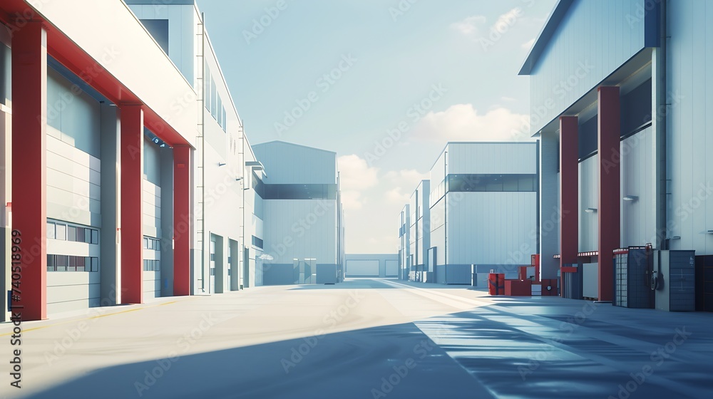 Industrial area. Buildings for storage companies. Industrial landscape ...