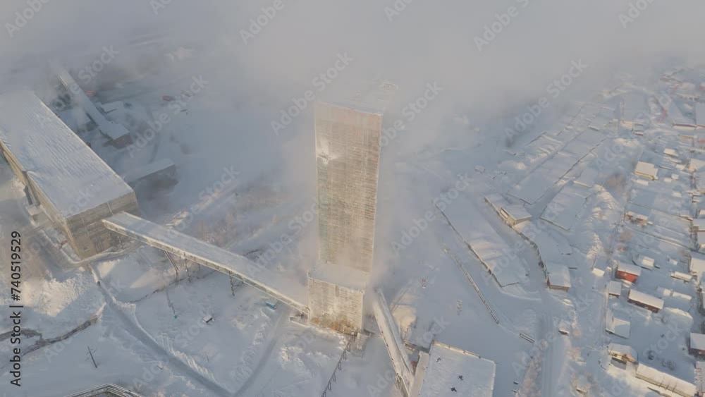 Iron ore mining aerial view of extraction tower Iron ore mining amidst ...