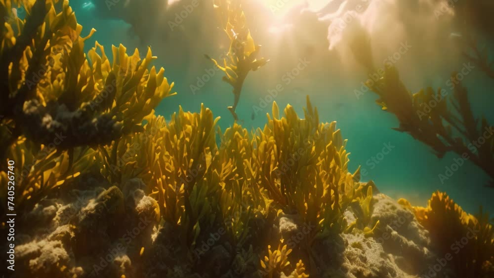 Seaweed gracefully sways, adding life and vibrant colors to the kelp ...